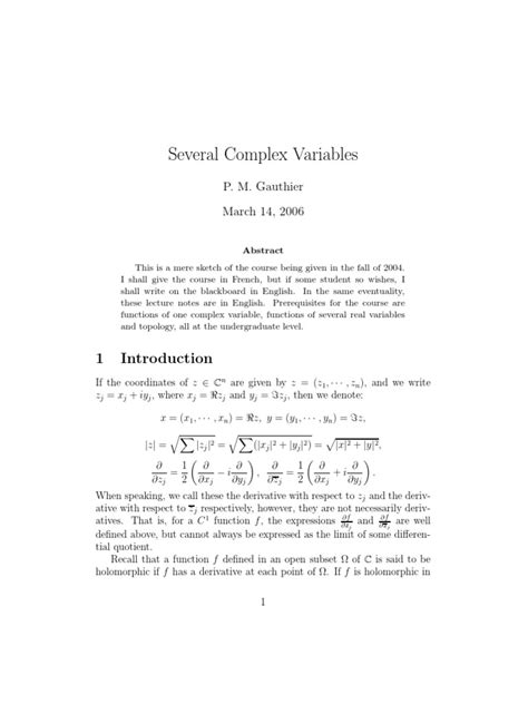 Several Complex Variables Pdf Series Mathematics Holomorphic