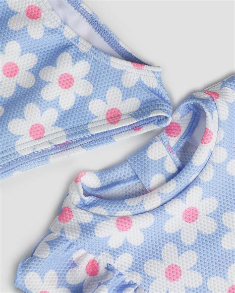 Riachuelo Biquíni Infantil 2 Peças Floral Com Babados 1 4a Azul Accessori By Riachuelo