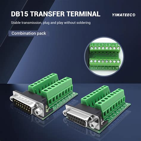 Yimateeco Db15 Breakout Board Db15 To Screw Terminal Block Rs232 D Sub