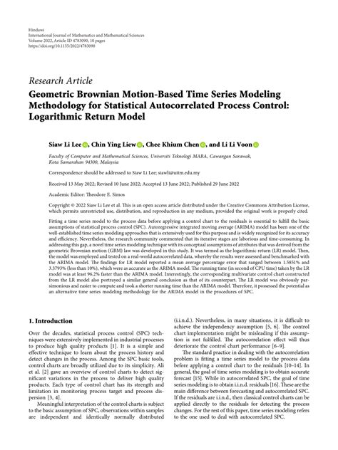 Pdf Geometric Brownian Motion Based Time Series Modeling Methodology