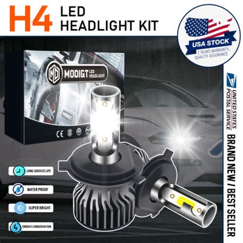 2x H4 9003 Hb2 Led Headlight Bulbs Conversion Kit High Low Beam 8000k