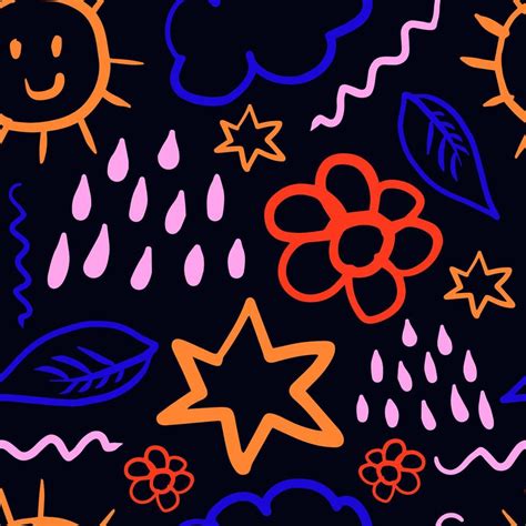 Weather Cute Trendy Hand Drawn Seamless Pattern 9878426 Vector Art At Vecteezy