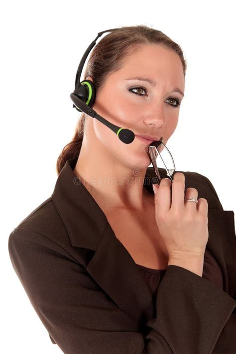 Help Desk Woman Communicating Stock Photo Image Of Microphone Stylish