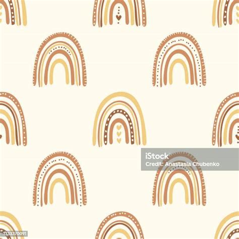 보헤미안 스타일의 레인보우 세련된 무지개와 매끄러운 어린이 패턴 직물 포장 직물 벽지 의류에 대한 어린이 배경 벡터 일러스트레이션 0명에 대한 스톡 벡터 아트 및 기타