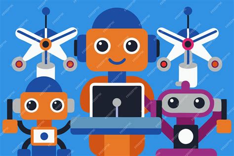 Robotics Lab Programming Robotic Drones For Various Applications Vector Illustration Premium