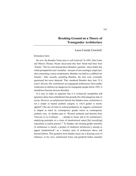 Breaking Ground On A Theory Of Transgender Architecture Docslib
