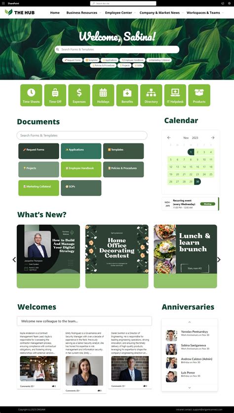 Sharepoint Intranet Templates — Origami