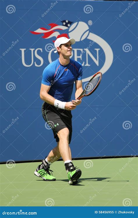 Grand Slam Champion Andy Murray Practices For Us Open 2015 Editorial
