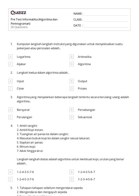 50 Lembar Kerja Perkalian Multi Digit Dan Algoritma Standar Untuk