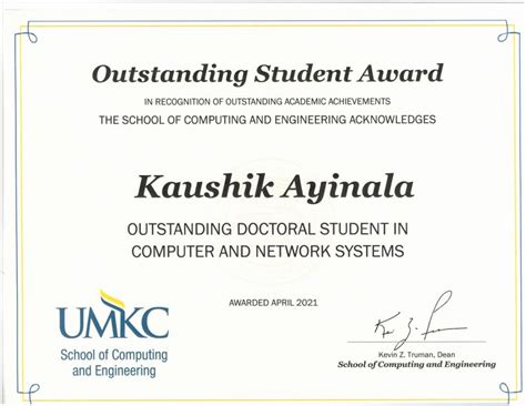 Kaushik Ayinala On Linkedin I Am Honored To Receive This Award I
