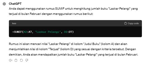 belajar membuat rumus excel sumif dengan ai chatgpt