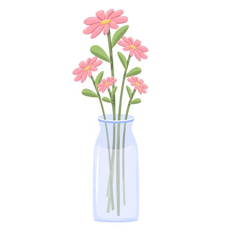 물로 가득 찬 유리 꽃병에 분홍색 꽃을 그린 평면 그림 벡터 핑크 꽃 꽃 평면 그림 유리 꽃병에 꽃 Png 일러스트 및 벡터 에 대한 무료 다운로드 Pngtree