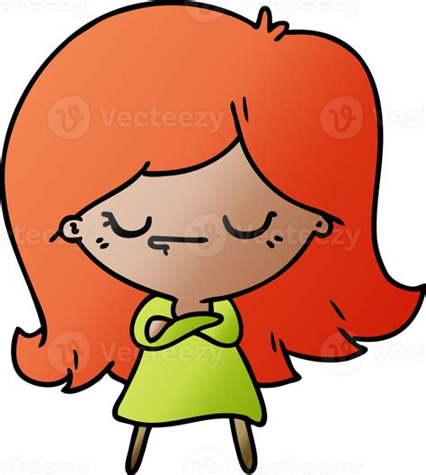 mano dibujado degradado dibujos animados de linda kawaii niña PNG