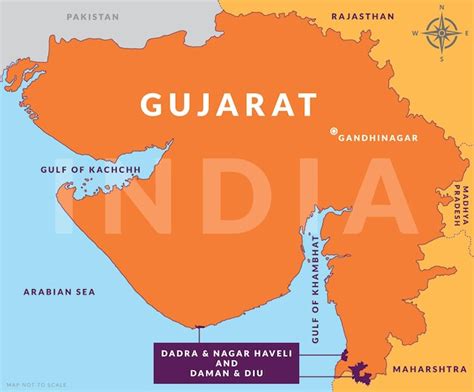 Premium Vector State Of Gujarat India With Capital City Gandhinagar