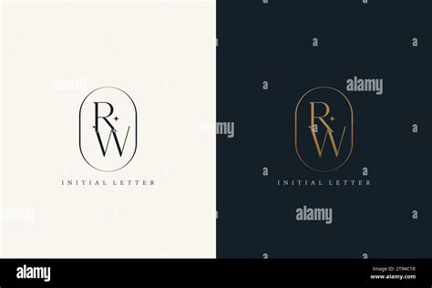 Premium Rw Logo Monogram With Gold Circle Frame Luxury Initials Design