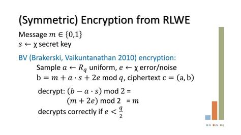 Ppt Homomorphic Encryption From Rlwe Schemes And Parameters