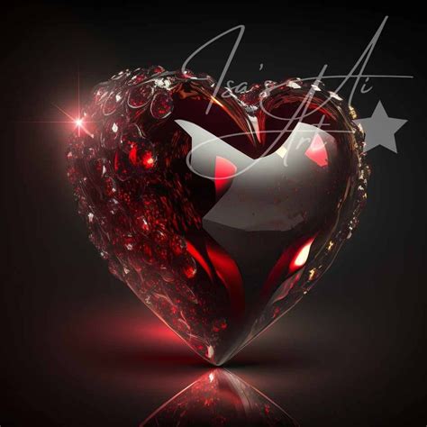 Ruby Red Glass Heart Digital Art Etsy