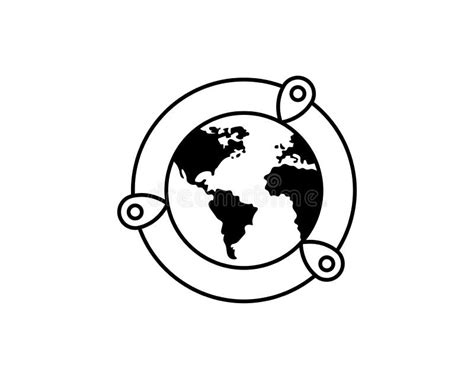 globe web icon and location pin planet earth icon set with pointer pin