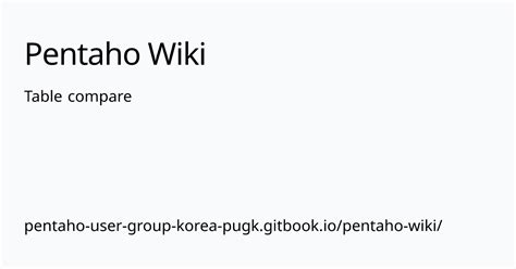 Table Compare Pentaho Wiki