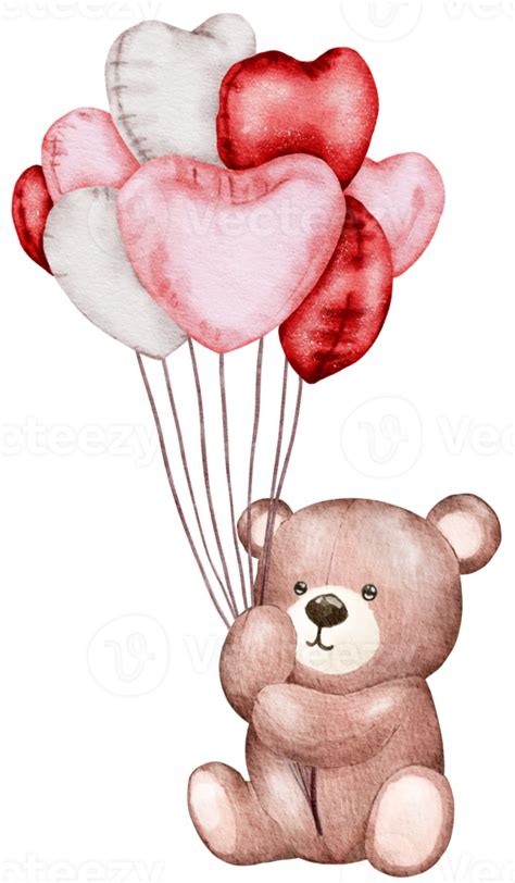 Valentine Teddy Bear Watercolor Element 16627148 Png