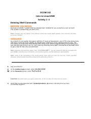 Activity Docx DCOM Intro To Linux UNIX Activity Entering Shell Commands BEFORE