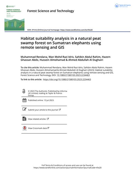 Pdf Habitat Suitability Analysis In A Natural Peat Swamp Forest On
