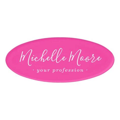 Feminine Script Elegant Hot Pink Name Tag Perfectly Custom