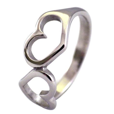 Twin Heart Stainless Steel Ring For Women 7 Stainless Steel Rings