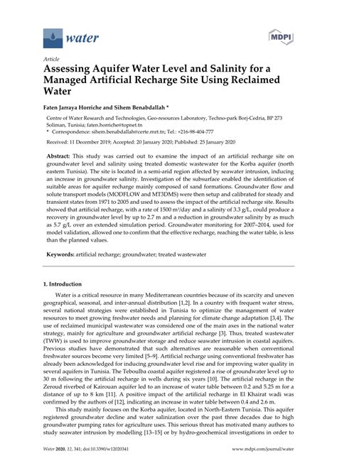 PDF Assessing Aquifer Water Level And Salinity For A Managed