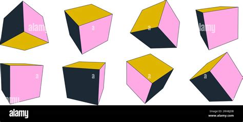 Colorful 3d Cube Set Neon Color Geometric Boxes In Different