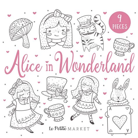 Alice In Wonderland Clip Art Set Girls Clipart Clip Art For Diy