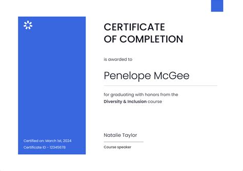 Completion Certificate Template