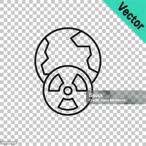 검은 선 행성 지구와 투명 한 배경에 격리 된 방사선 기호 아이콘 환경 개념 벡터 0명에 대한 스톡 벡터 아트 및 기타 이미지 0명 개념 검은색 Istock