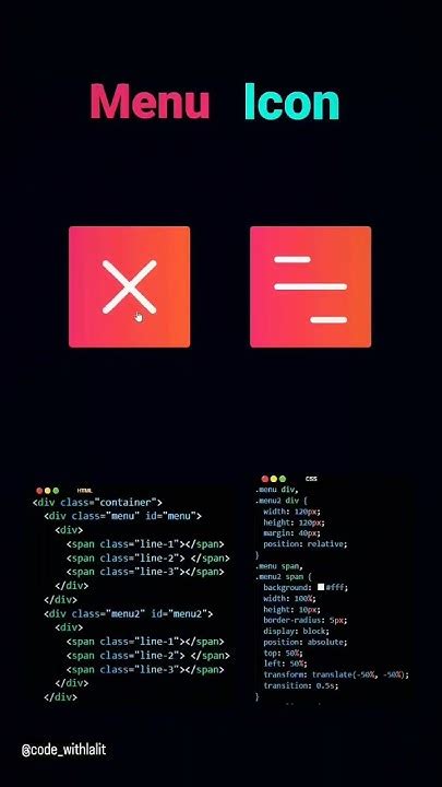 Creative Menu Icon Design Css And Html Tutorialmenuicon Html Css Js