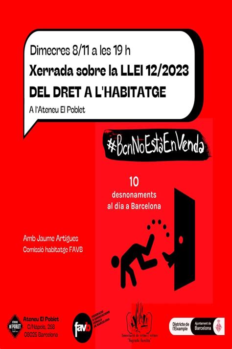 Xerrada sobre la LLEI DEL DRET A L HABITATGE Associació de Veïns i Veïnes Sagrada