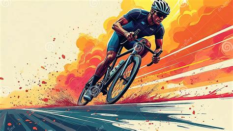 Dynamic Cyclist Racing On A Vibrant Colorful Artistic Illustration