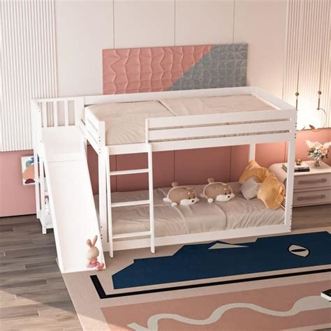 DRIPEX Lit Superposé 90200cm avec échelles et toboggan pour enfant Lit
