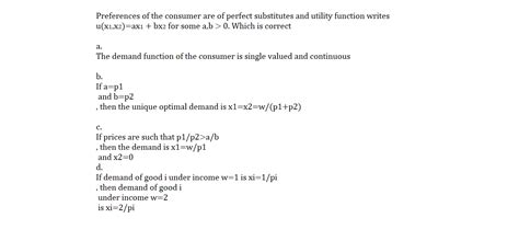 Preferences Of The Consumer Are Of Perfect