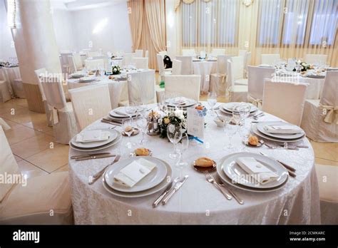 Table Setting For Wedding Guests Ceremony Buffet Reception High Quality Photo Stock Photo Alamy