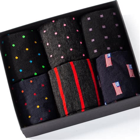 Merino Wool Mid Calf Patterned Dress Socks 6 Pair T Box
