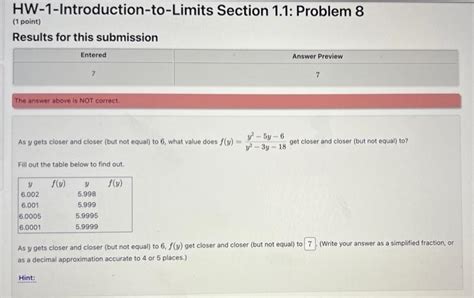 Solved Hw 1 Introduction To Limits Section 11 Problem 8 1