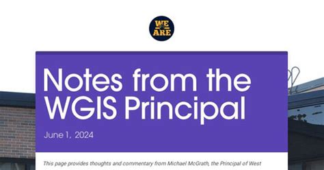 Notes From The Wgis Principal Notes From The Wgis Principal