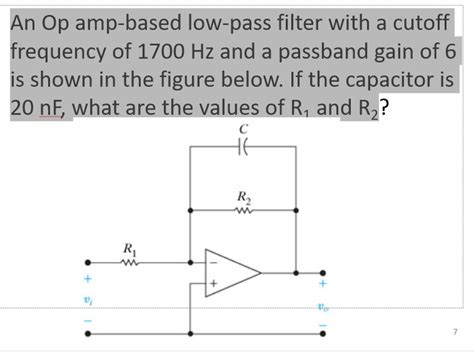 Solved An Op Based Low Pass Filter With A Cutoff Chegg Com