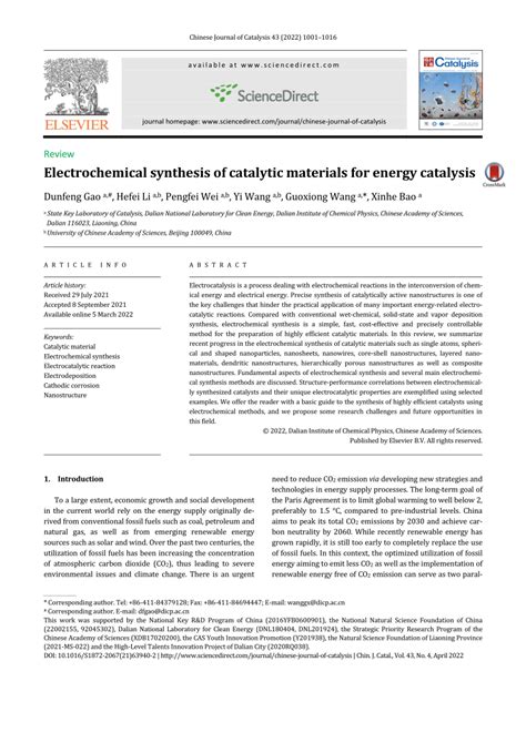 Pdf Electrochemical Synthesis Of Catalytic Materials For Energy Catalysis