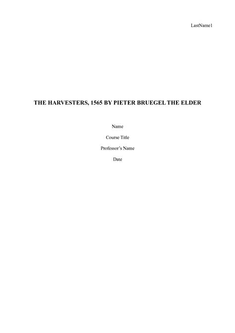 Solution The Harvesters 1565 By Pieter Bruegel The Elder Analysis