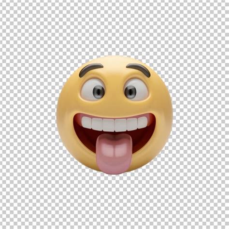 3D Smiling Face Emoji With Open Mouth Isolated On Transparent