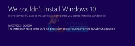 Fix 0x80070002 0x20009 The Installation Failed During PREPARE
