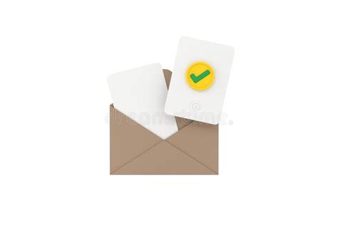 Open Mail Envelope Icon With Check Mark Isolated Render Approvement