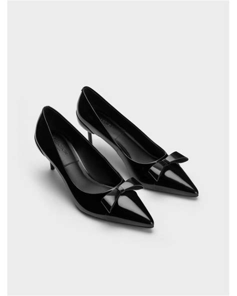 Charles And Keith Leather Pointed Toe Heels In Black Lyst