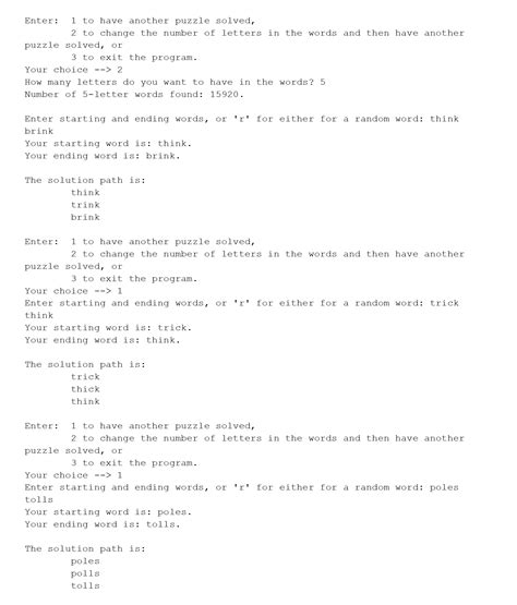 Write Word Ladder Game In C Use This Array Method Chegg